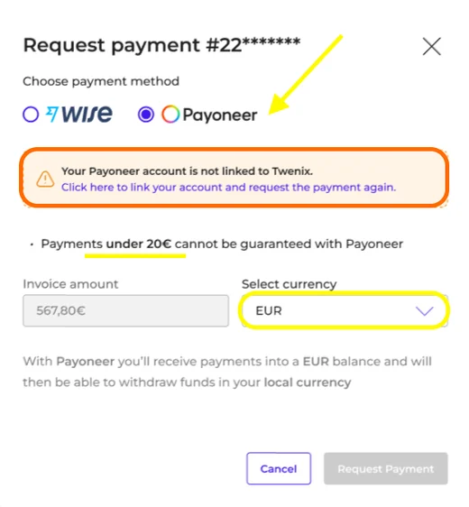 How can I link a new Payoneer account? – Tweacher Support